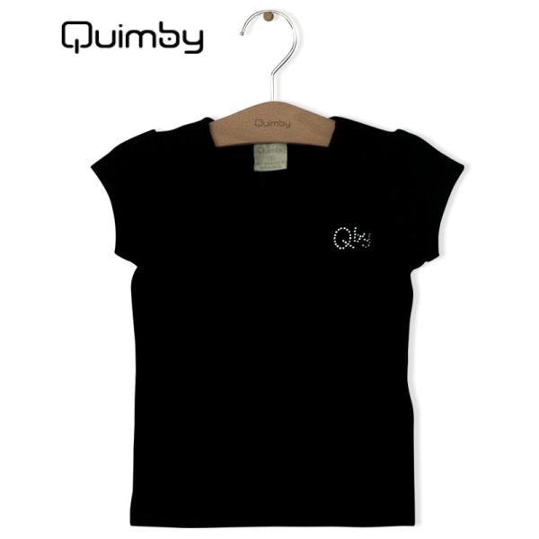 商品発送元：ブラジル直輸入ファッション・雑貨通販 SORTE Brazilキッズ・ベビー・マタニティ、キッズ、洋服・帽子・水着・雨具、Tシャツ【QUIMBY】女の子Tシャツ【ラインストーン・無地】Qbyロゴ｜ブラック コーディネートしやすい...