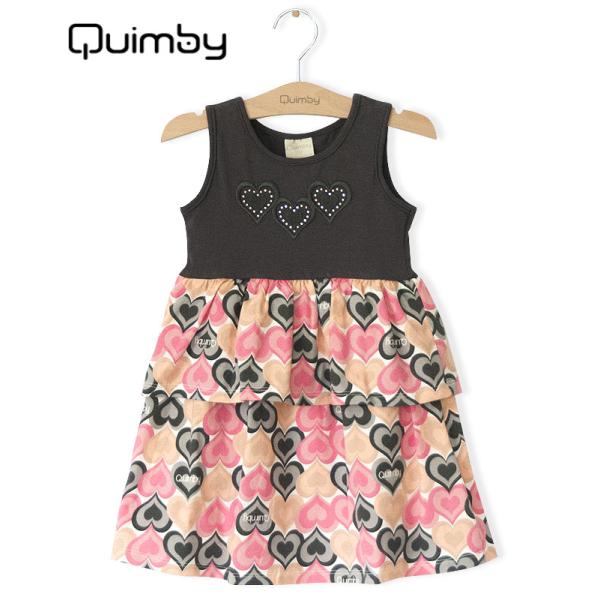 商品発送元：ブラジル直輸入ファッション・雑貨通販 SORTE Brazilキッズ・ベビー・マタニティ、キッズ、洋服・帽子・水着・雨具、ワンピース【QUIMBY】女の子ワンピース【ラインストーン・ハート刺繍】ポップハート｜チャコールマルチ ハ...