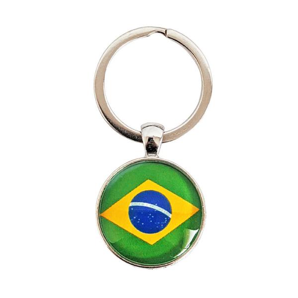 商品発送元：ブラジル直輸入ファッション・雑貨通販 SORTE Brazilスポーツ・アウトドア・旅行、サッカー、その他ブラジル国旗デザイン両面クリアガラスキーホルダー コロンとしたクリアガラスのモチーフがポップな雰囲気のブラジル国旗デザイン...