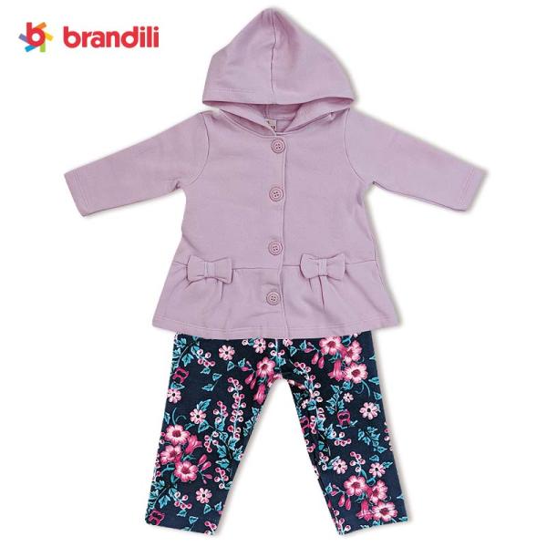 商品発送元：ブラジル直輸入ファッション・雑貨通販 SORTE Brazilキッズ・ベビー・マタニティ、ベビー、洋品洋服・帽子・水着・雨具、ワンピース【BRANDILI】女の子フード付き長袖ジャケット＆レギンスセット子供服・おしゃれ着｜ピンク...