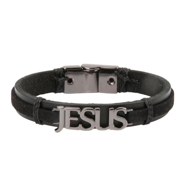 商品発送元：ブラジル直輸入ファッション・雑貨通販 SORTE Brazilジュエリー・アクセサリー、ジュエリー・アクセサリー、ブレスレット・バングル、その他ワンタッチ革紐タイプブレスレット【JESUS】 | ブラック レザーがワンランク上で...