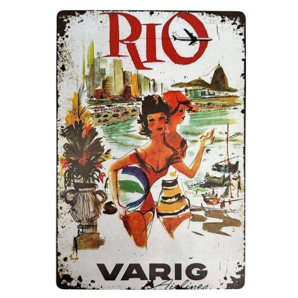 商品発送元：ブラジル直輸入ファッション・雑貨通販 SORTE Brazil生活・インテリア・文具、インテリア小物・置物、その他アート調パネル リオ ヴァリグエアライン レトロデザイン看板【RIO VARIG】今は無き、ブラジル航空会社ヴァリ...