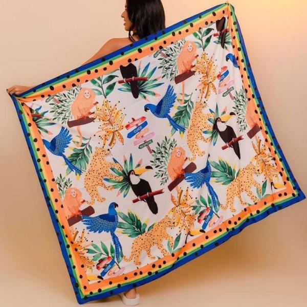 商品発送元：ブラジル直輸入ファッション・雑貨通販 SORTE Brazilバッグ・靴・小物、その他ブラジルアマゾンアニマル 【Casa Del Solブラジルカンガ】速乾・軽量万能クロス　マルチデザイン性も機能性もどちらも兼ね備えたCasa...