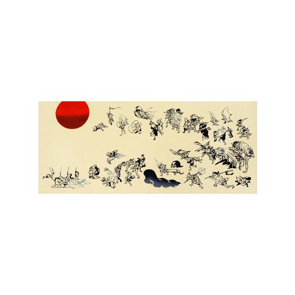 商品発送元：手仕事の店「清玩堂」｜リメイク／お米／手ぬぐい約37×90cm　バッグ・靴・小物深夜に徘徊する鬼や妖怪の行列を描いた百鬼夜行。　遭遇時はお経を唱えると難を逃れられるという仏の功徳を説く説話にもなっています。　矛担、白布、醜女、琵...