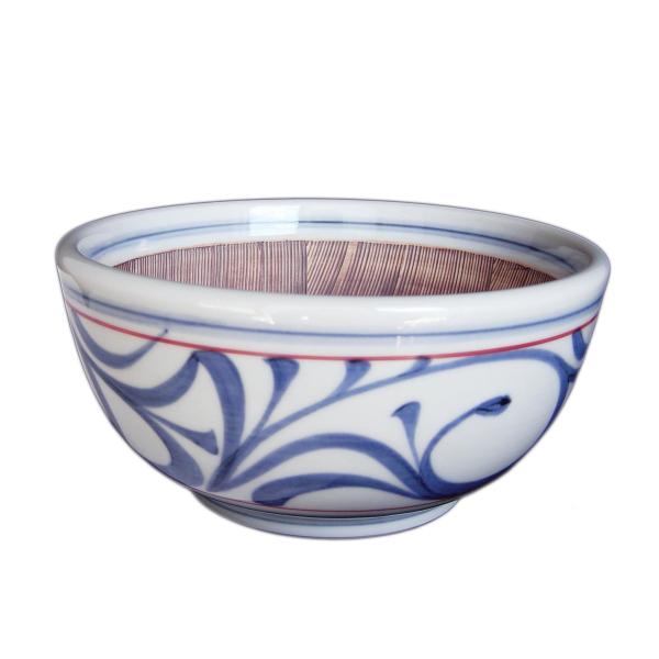 商品発送元：砥部焼通販 e-tobeyaki.com【砥部焼・すり鉢】生活・インテリア・文具、和食器、中鉢砥部焼・梅山窯・6寸すり鉢　朱線唐草サイズ口径 18.5?　高さ 8.6? 【砥部焼窯元】(株)梅野精陶所　梅山窯