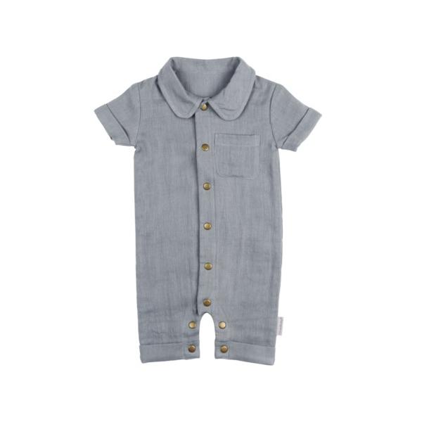 商品発送元：L'ovedbaby 日本公式オンラインショップファッション・ブランド半袖ロンパースコレクション：Organic Cotton Muslin Collection【カラー展開】2色Blueberry（ブルーベリー）Chia Se...