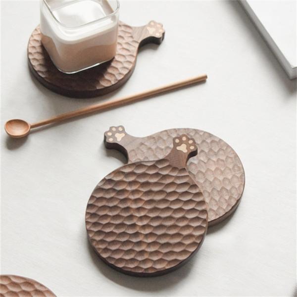 商品発送元：WOODPEPE公式オンラインショップ家電・AV機器・カメラ__________________________________________________自社コード：WDG005商品名：コースター　ねこ肉球ハンドル付きブラ...