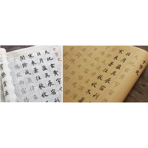 商品発送元：新華書城その他良質な半熟紙のなぞり書き習字練習画仙紙です。 仙紙に薄墨色の楷書で【千字文】が印刷された、なぞり書き用紙です。 印刷されている文章をなぞって書くタイプのものであり、下にお手本を敷く必要がありません。 初心者でも手軽...