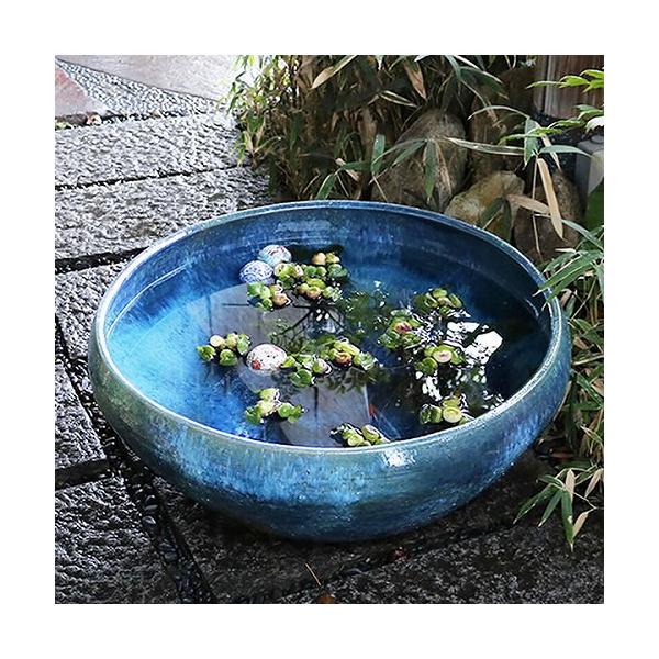 商品発送元：まるいち本店決済完了後、3〜5営業日以内に発送（土日祝日除く）生活・インテリア・文具品　番su-0226　金魚鉢、めだか鉢にお勧めの水鉢品　名信楽焼　25号手ひねり水鉢　特大サイズ　【送料無料】浮き球3個付き！（絵柄は当店にお任...