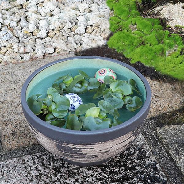 商品発送元：まるいち本店13時までの決済完了で当日出荷（土日祝日除く）生活・インテリア・文具品　番su-0276　金魚鉢、めだか鉢にお勧めの水鉢品　名信楽焼　11号はけ目水鉢　［送料無料］サイズ・重量直径330×高さ180mm口　径：305...