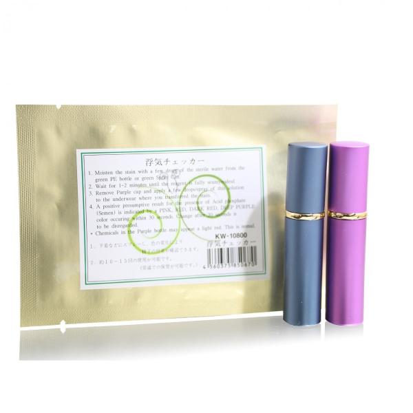 下着等に付着した精子（精液）の有無を確認できます。目に見えなくてもスプレーをかければあら不思議。しっかりと証拠が残るんです。付属のスプレーを該当部に噴射し、その後の色素変化により確認します。ご家庭でも、外出先でも、1分ほどで確認可能。洗濯前...