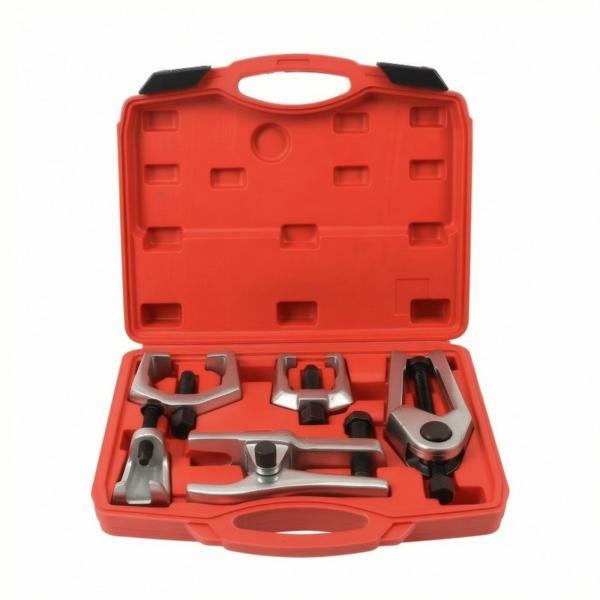 【製品概要】: 自動車の足回り整備に欠かせない、専用のボールジョイントプーラーを複数揃えた本格的な足回り分解用ツールキットです。【主な機能】: 固着したボールジョイントやサスペンション接続部をスムーズに分離・取り外しできる、実用性の高いボー...