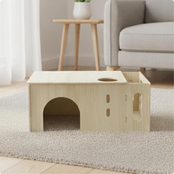 【商品概要】: の温かさを感じるマル木製パを採用した、や同等の大きさの小動物にト用品です。【主な機能】: 快適な居住空間を提供する小動物用ハウスで、前面には出入りしやすい幅12cm×高さ12cmの大きなアーチ型開口部を備えています。【特徴的...