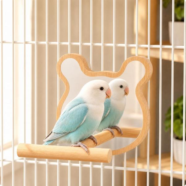 説明: [製品概要]: この止まり木付き木製鳥鏡は.ペットのオウムの生活空間をインタラクティブな要素と休息要素の両方で充実させるために作られた.機能的な鳥かご用アクセサリーです. [コア機能]: 鳥の鏡のおもちゃとして.鳥がケージの環境を発...
