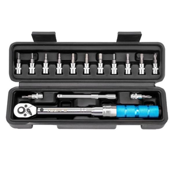 【製品内容】: この工具は、自転車用トルクレンチとして使える1/4インチのビット付きセットです。設定済みット式トルクレンチなので、日常のメンテナンスから細かな締付作業まで、必要な場面に合わせて使いやすい構成になっています。【操作性】: ラチ...