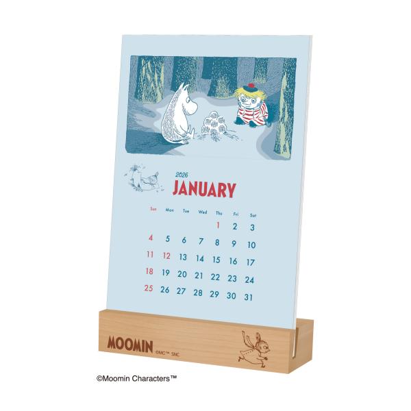 ムーミンの小説の挿絵を使用した大人っぽいデザイン。ムーミンの世界観にピッタリな、ナチュラルな木製台座付き卓上カレンダー。カラフルなトーンは、北欧テイストのインテリアとの相性もバッチリ。人気キャラクター・リトルミィのプリント付き台座。〇サイズ...