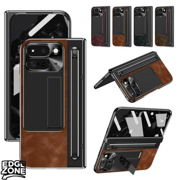 Google Pixel 10 Pro Fold ケース / カバー Pixel 10 Pro Fold ケース 耐衝撃 カバー ペン収納 タッチペン付き タッチペン付き スタンド機能 強化ガラス+PUレザー+プラスチック 前面強化ガラス ...