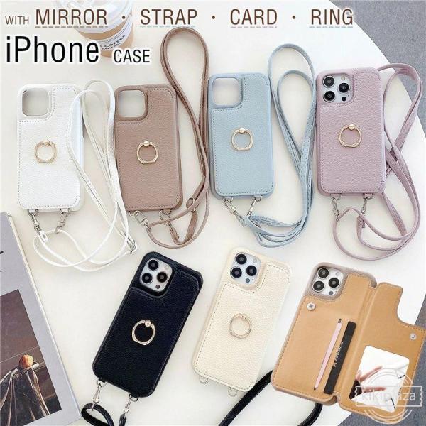 ショルダー iPhone14 iPhone15 16e  スマホケース ショルダータイプ アイフォンse ケース ミラー 鏡付き iPhone 16 SE 第3世代 XR Xs Max iPhone12 pro max 13mi