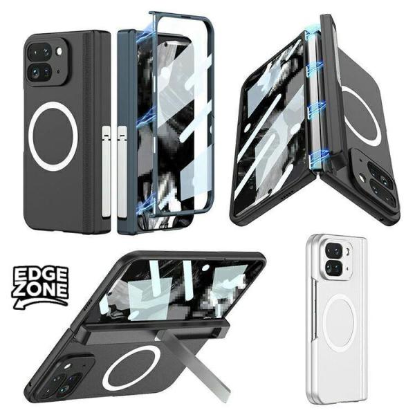 Google Pixel 10 Pro Fold ケース / カバー Pixel 10 Pro Fold ケース カバー スタンド機能 Qi充電 ワイヤレス充電 対応 強化ガラス+PUレザー+プラスチック 前面強化ガラス シンプル グーグル...