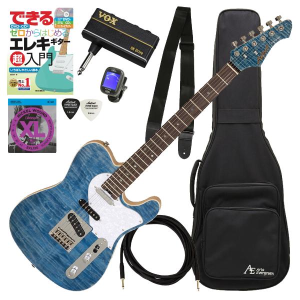 Aria Pro II / 615-AE200 エレキギター初心者セットLRBL (Lorelei Blue)弾きやすいギターで練習をすれば上達も早いはずです!!当店では、エレキギターの弦を抑えやすくするためにナットやフレットを調整してから...