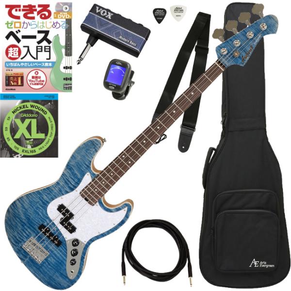 調整済で弾きやすい Aria Pro II / STB-AE200エレキベース初心者セットLRBL (Lorelei Blue)弦が抑えやすい良いベースで練習をすれば上達も早いはずです!!当店では、エレキベースの弦を抑えやすくするためにナッ...