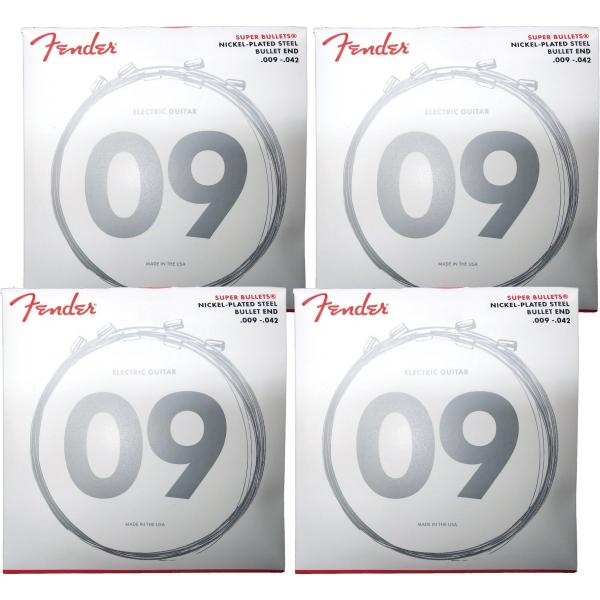 Fender 3250L(Light)Super bullets -国内正規品-エレキギター弦（.009-.042）×4setニッケル弦の滑らかな感触に、スチール弦の高出力でダイナミックなサウンドを組み合わせた弦です。特徴的なスーパーバレッ...