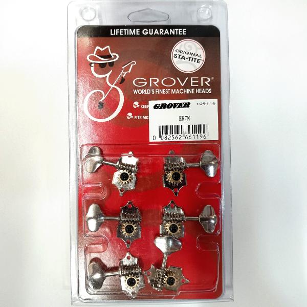 Grover H97N　スロテッドヘッド用-国内正規輸入品-オリジナルグローバーV97（STA-TITE) はクラシックスタイルのギター用ペグで、特徴的なThe Butter Bean Buttonを持つ糸巻きです。ギア比は14：1です。オ...