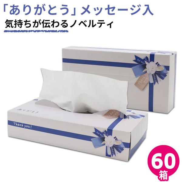 爆買 ポイント利用 お試し商品 サンプル ティッシュ 120組 ありがとう ダブル 60個入 青リボンイトマン ティッシュペーパー ティッシュボックス ダブル 無地 240枚(120組） プチギフト 退職 雑貨 おしゃれ ギフト 引っ越し ...