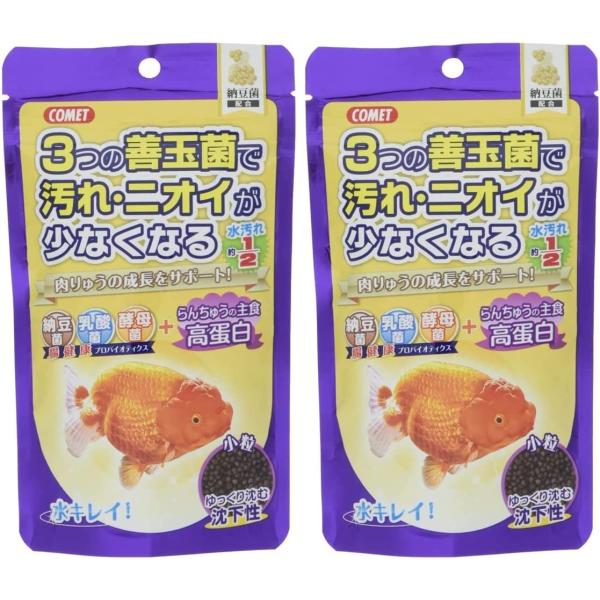 納豆菌に加え、新たに乳酸菌と酵母菌を配合。この3つの善玉菌の力で金魚の腸内細菌のバランスを整え、水の汚れや嫌なニオイを減らします。更に高蛋白でらんちゅうに最適!!水温が下がり底でじっとしている季節でも、年間を通して与えやすい沈下性タイプのフ...