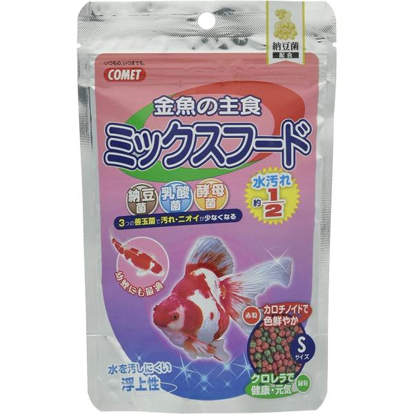 クロレラエキスを配合した緑粒と、カロチノイドを配合した赤粒をミックスした金魚・鯉が健康に育つバランス栄養フードです。3種の善玉菌（納豆菌・酵母菌・乳酸菌）が、消化吸収や排泄物の分解力を高め、水の汚れや嫌なニオイを減らします。粗蛋白質：33％...