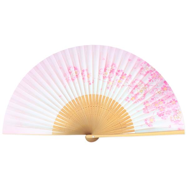 白地の扇面に華やかな桜が咲き誇る、男女兼用のお扇子。普段使いにはもちろん、ギフトや日本のお土産としてもおすすめです。数量が必要なお客様は、お気軽にお問い合わせください。材質/白竹骨の数/35間サイズ/7.5寸 約22.5cm片面柄/印刷扇骨...