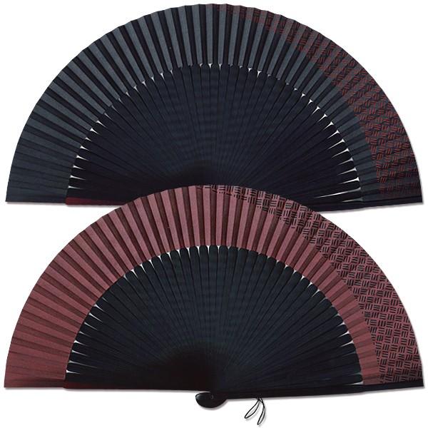 臙脂・黒を基調としたシックなお扇子。贈答品としても、ご自身の実用扇子としても重宝していただける、本格派短地のお扇子です。マットな黒い親骨の内側は扇面に合わせたシックな臙脂色。職人の小業が効いています。扇面には古典柄の網代模様??本格派と抽象...