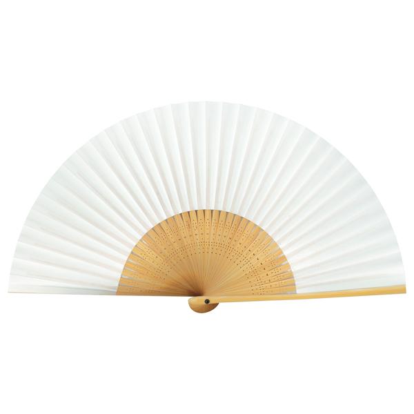 何も印刷されていない、白地の一般的な女性用紙扇子です。このままご利用になるのもよし、絵画や書をしたためる揮毫扇子としてもご利用可能です。※こちらの商品は実店舗と在庫共有を行なっております。ご購入の際売り切れ等で商品をご用意できない場合は速や...