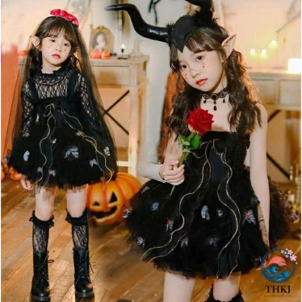 商品詳細女の子 悪魔 精霊 ゴースト コスプレ衣装 ゴスロリ ゴシック 暗黒 ロリータ ジャンパースカート内容パニエはS、M、L有り、110-120はS、130-140はM、150はL、ベールと角はワンサイズです。内容1：ワンピース内容2：...