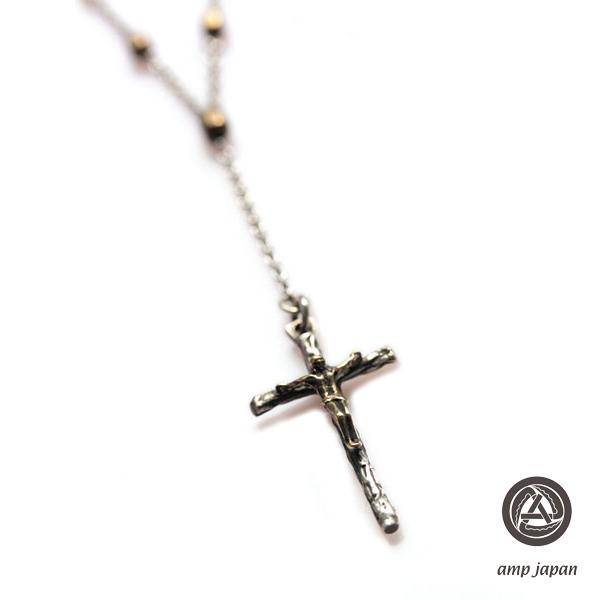amp japan アンプ ジャパン 【 Rosary Necklace ロザリオネックレス [ 12AH-150 ] 】[ 正規品 ] ペンダント ジーザスクロス 十字架 シルバー ブラスゴールド ビーズ イエスキリスト 銀 真鍮 金 ペ...