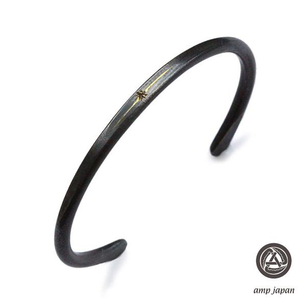 amp japan アンプ ジャパン 【 Black Brass Bangle With Diamond [ 16AO-320 ] ブラック ブラス バングル ウィズ ダイヤモンド 】[ 正規品 ] 腕輪 カフブレスレット 細身 宝石 真鍮...