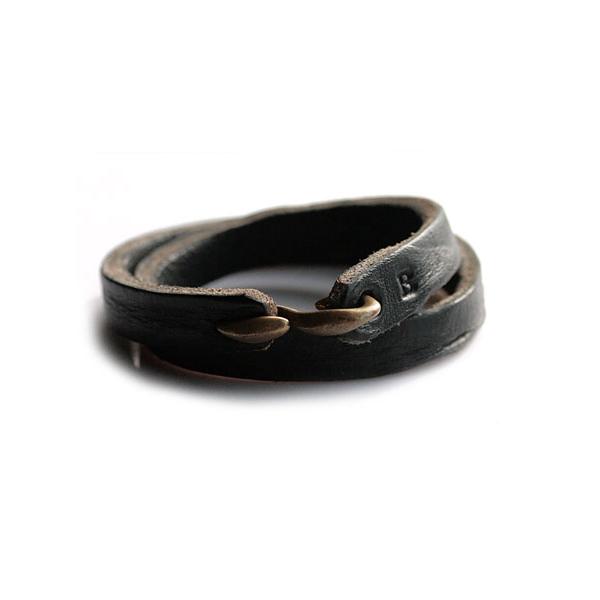 BELIEVEINMIRACLE ビリーブインミラクル 【 LEATHER 2連 BRACE " ブラック " 】[ 正規品 ] レザーブレス 2重巻き 牛革 ラップ アンティークゴールド ブラス 真鍮 金 黒 プレゼント ユニセックス メ...