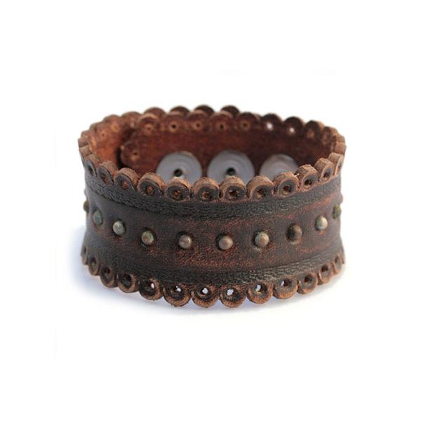 gbb custom leather / gbb カスタム レザー 【 Cuff 1866  】[ 正規品 ] レザー ブレス カフ ブレスレット バックル 革 真鍮 ブラウン 茶色 ベルト メンズ レディース 【 送料無料 】