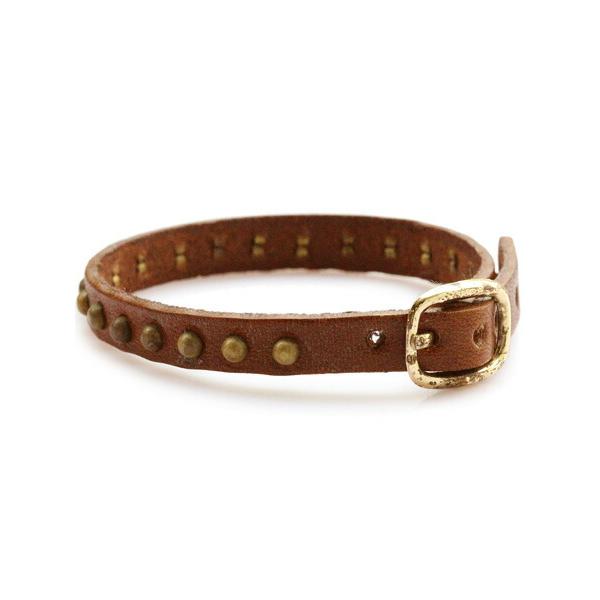 gbb custom leather / gbb カスタム レザー 【 Band 22 (Brown × Brass) 】[ 正規品 ] レザー ブレス カフ ブレスレット スタッズ バックル ベルト 革 ブラウン 茶色 ブラス ゴールド ...