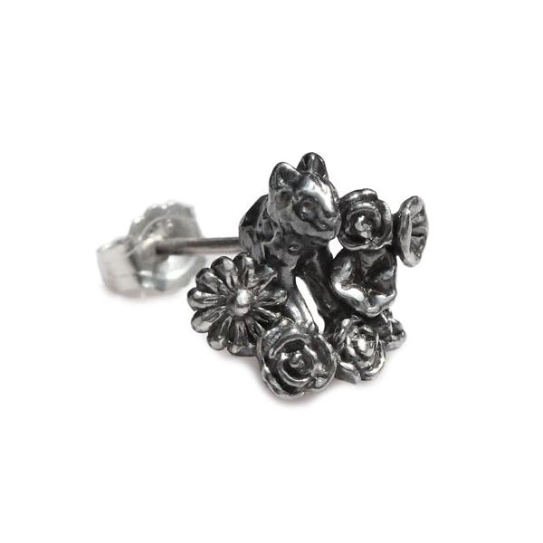 HOASHI YUSUKE ホアシユウスケ 【 空は青 ピアス ( 猫 ) 】[ 正規品 ] イヤリング 耳飾り キャット ネコ 動物 アニマル 花 フラワー スターリングシルバー ブラック 黒 銀 925 ペア ギフト プレゼント レディ...