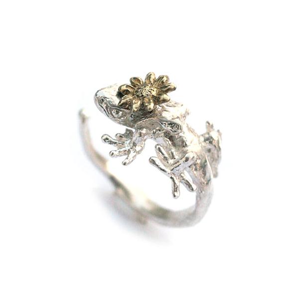 HOASHI YUSUKE ホアシユウスケ 【 ソレイロ トカゲのピンキーリング ( 大きな花 ) 】[ 正規品 ] 指輪 爬虫類 スターリングシルバー ゴールド フラワー ブラス 動物 銀 金 真鍮 925 ギフト プレゼント ユニセック...