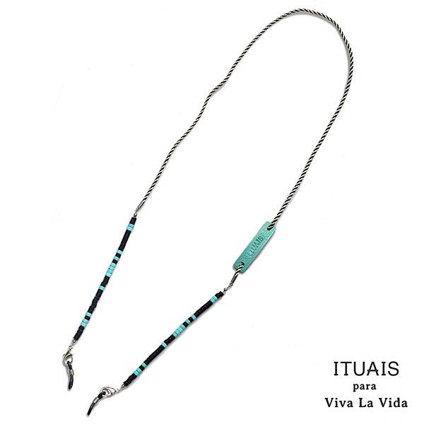 ITUAIS イトゥアイス 【 Glasses Holder (Heishi) Turquoise Black グラスホルダー 】[ 正規品 ]  眼鏡コード メガネコード グラスチェーン 眼鏡チェーン メガネチェーン めがね ペア プレゼ...
