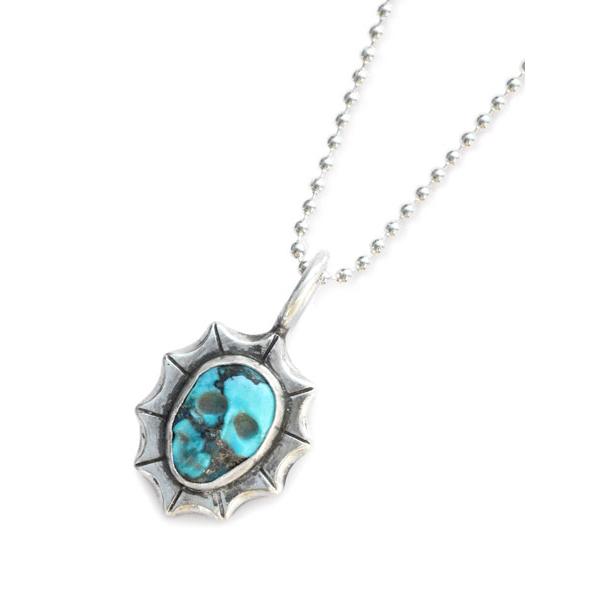 Lee Downey リーダウニー Tiny Skull Necklace (Large Waves) - Turquoise / スカル ネックレス ペンダント ターコイズ シルバー ドクロ メンズ レディース 【 送料無料 】