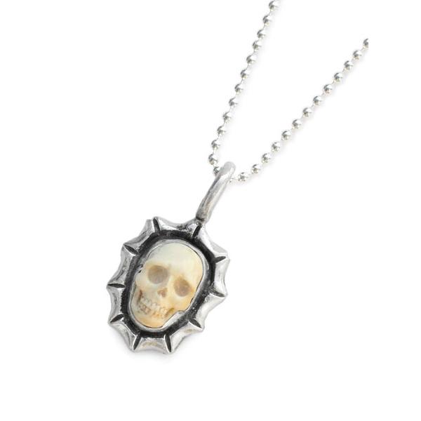 Lee Downey リーダウニー Tiny Skull Necklace - Mammoth Ivory / スカル ネックレス ペンダント マンモス 化石 シルバー ドクロ メンズ レディース 【 送料無料 】