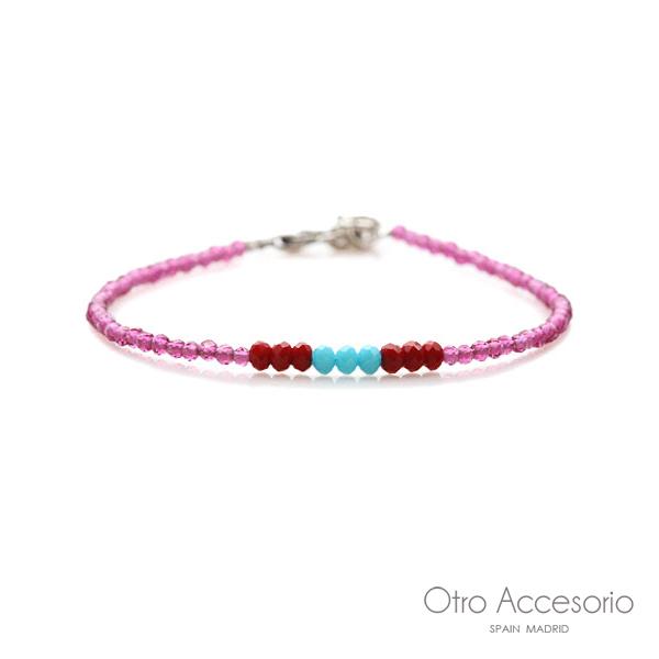 Otro Accesorio オトロ アクセソリオ 【 Tiny Crystal Beads Bracelet / クリスタル ビーズ ブレスレット 】[ 正規品 ] タイニー クリア ピンク パープル レッド スカイブルー 紫 赤 プレゼ...