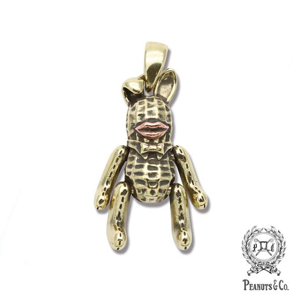 PEANUTS&amp;CO. ピーナッツカンパニー 【 TEDDY BUNNY PEANUTS ( brass ) / テディバニーピーナッツ ( ブラス )】[ 正規品 ] ペンダントトップ キーチャーム 真鍮 ウサギ うさぎ ペア プ...