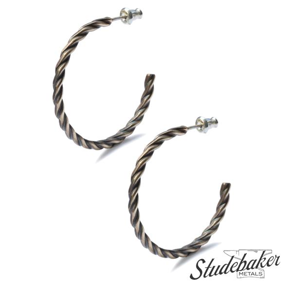 STUDEBAKER METALS スチュードベーカーメタル 【 PLAIT HOOP ( BRASS / WORK PATINA ) フープ ピアス 】[ 正規品 ] ブラス 真鍮 シルバー 銀 プレゼント ユニセックス メンズ レディー...