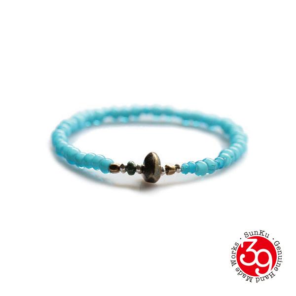 SunKu サンク 39 【 ホワイトハート ビーズブレスレット　(Sky Blue) / [ LTD-003 ] 】[ 正規品 ] スカイブルー シルバー ブラス アンティークビーズ ゴールド ターコイズ グリーン 水色 青 金 緑 銀 ...