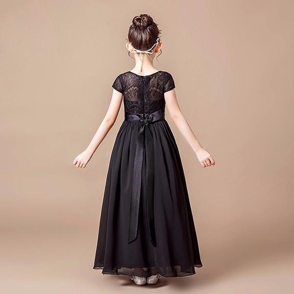 ピアノ発表会 ドレス ロング丈 子供ドレス ワンピース お姫様 着やせ