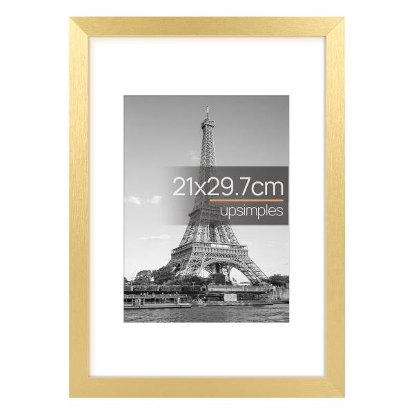 カ ラー：ゴールドサイズ：A4 (29.7*21cm)スタイル：クラシッククラシック＆耐久性：頑丈なフレーム、高精細カバー、安全な梱包で、upsimplesフォトフレームはあなたの写真を保護し、クリアなビューを提供しますデュアルサイズデザイ...